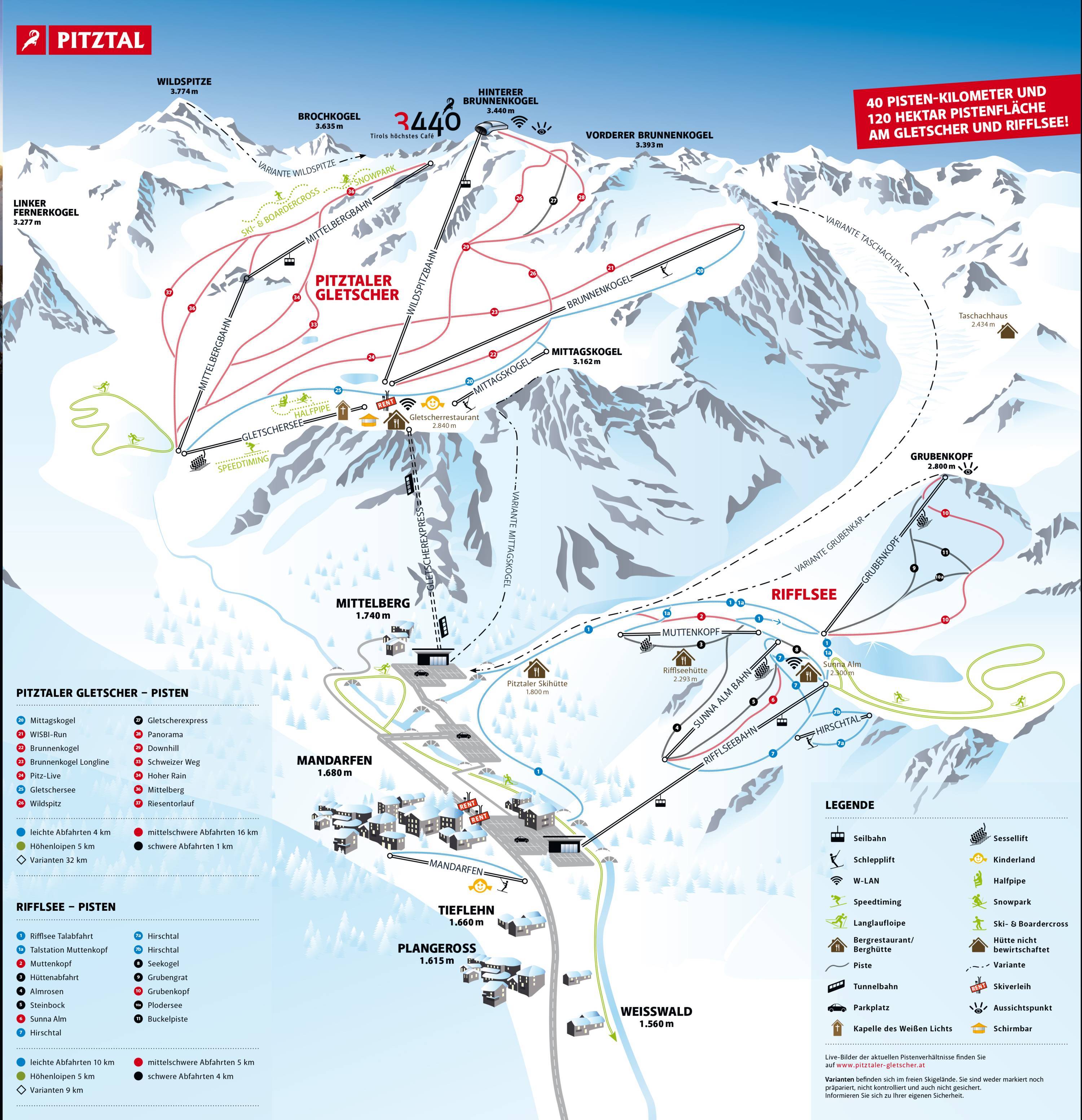 Pistekaart Pitztaler Gletscher (Pitztal-gletsjer)