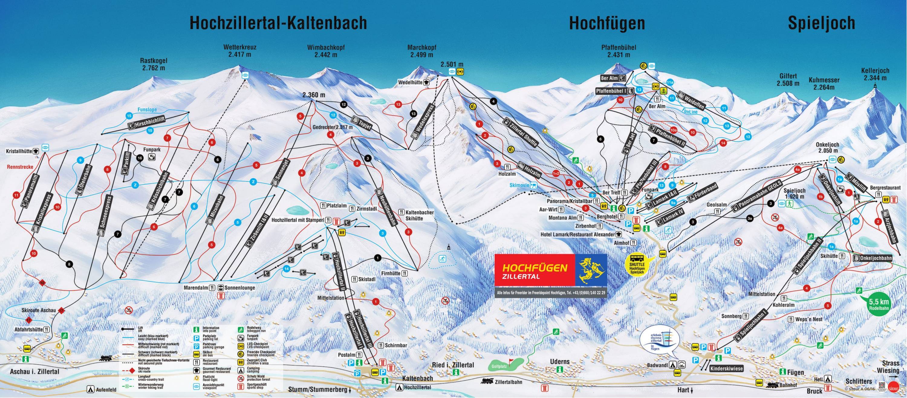 Pistekaart Kaltenbach – Hochzillertal/Hochfügen (SKi-optimal)